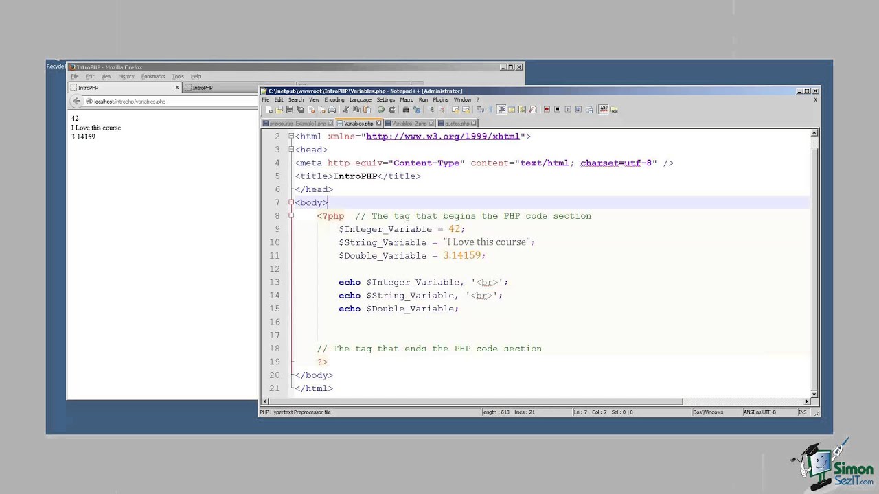 PHP Tutorials for Beginners - Part 3 - Using PHP Variables