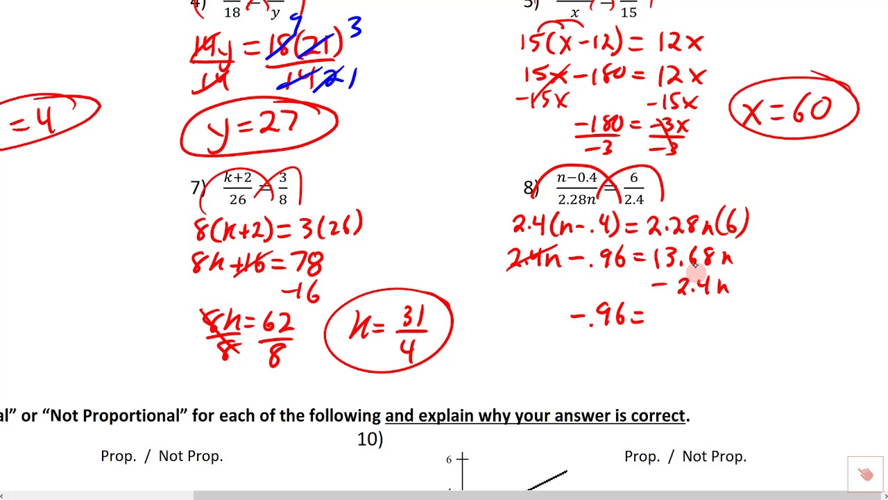Unit 7:  PRACTICE TEST-  Proportional Relationships