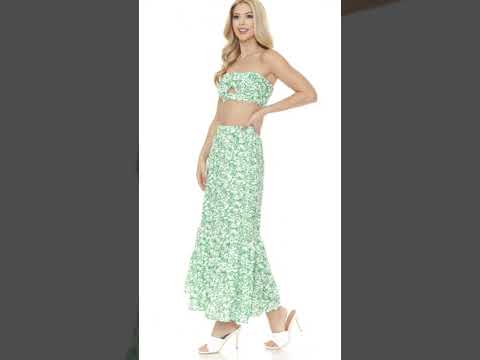 Floral Maxi Skirt & Strapless Top Set | Elegant Summer Trendiest Dress