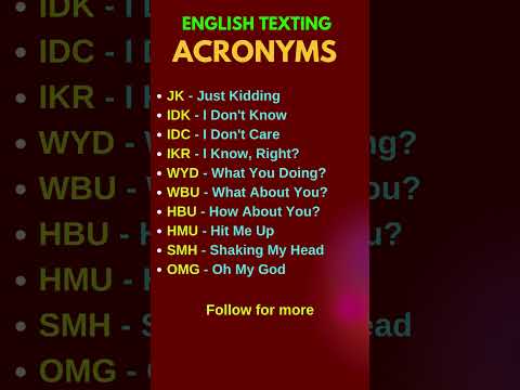 Common English Texting Acronyms | Improve Your English #english #viral #youtubeshorts #trending