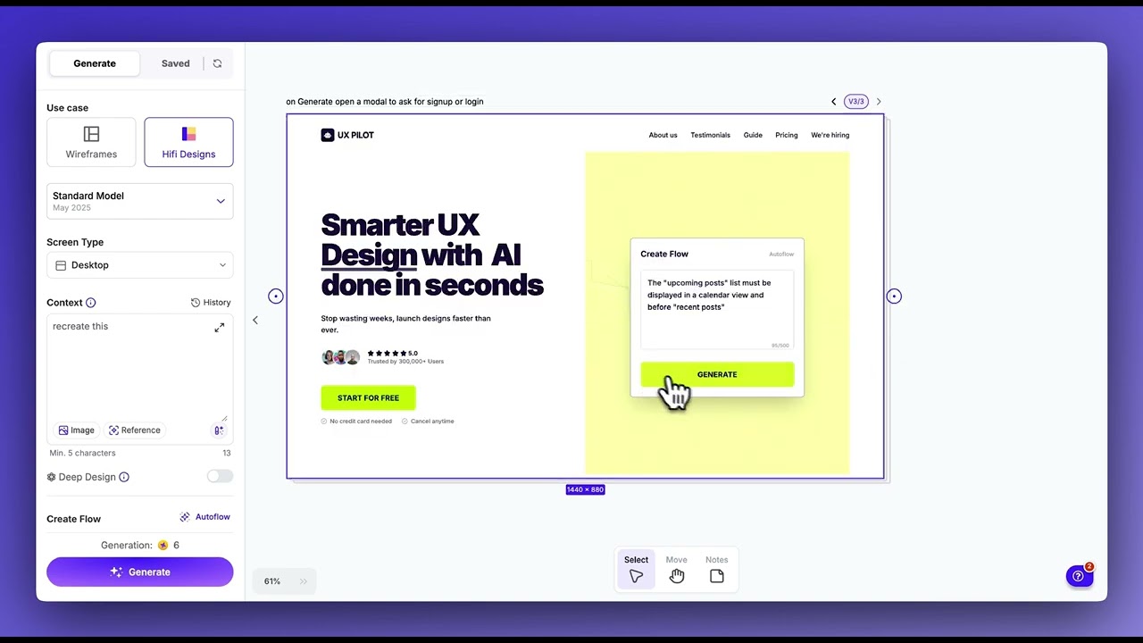 UX Pilot: Design product interactions
