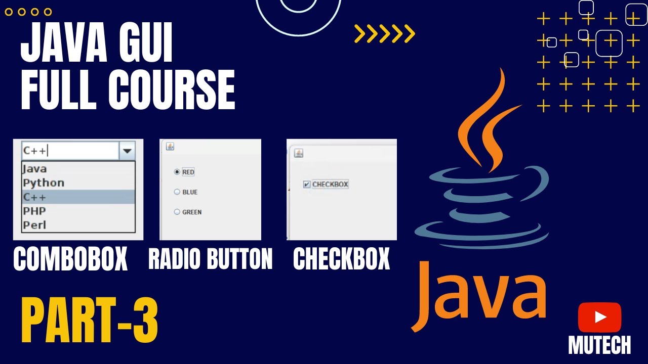 How to create Checkbox , combobox  and radio button in java swing/ java gui course / part - 3