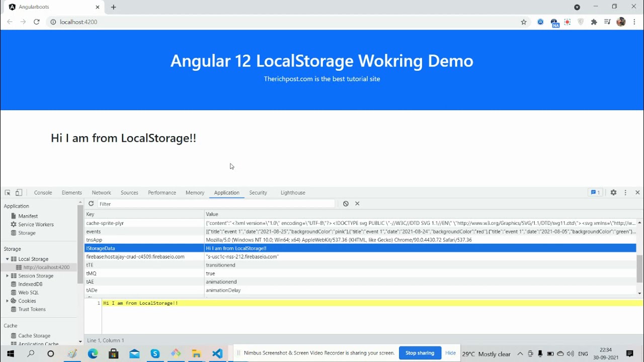 Angular 12 Local Storage Working Demo