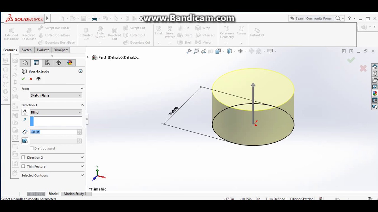 Solidworks tutorial | Basic 2 How to make a Cylinder  in Solidworks