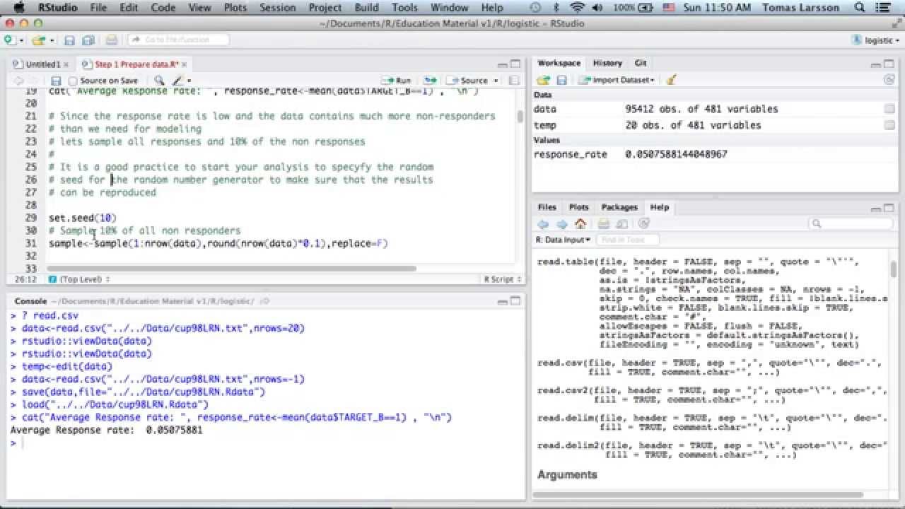 Logistic regression modeling with R software