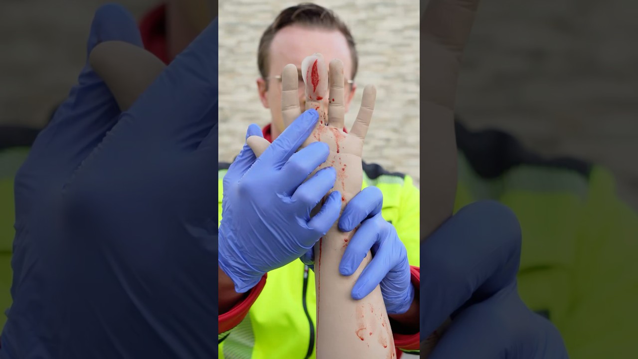 First Aid on a Finger Wound 🩸🩹 #ambulance #paramedic #firstaid #emergency #hospital #nurse