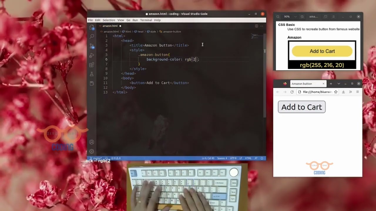 Basic HTML CSS | How to Code a Amazon Button | ASMR Programming