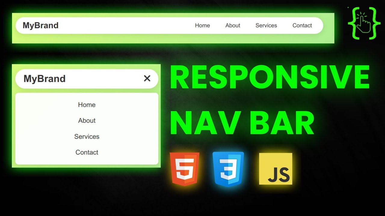 Responsive Navbar HTML CSS Javascript | navigation bar in html and css responsive