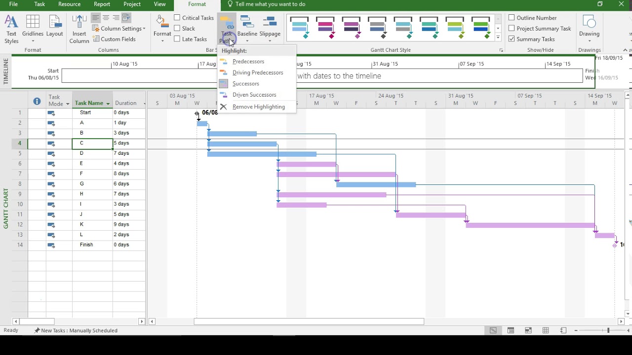 Task Paths in Microsoft Project