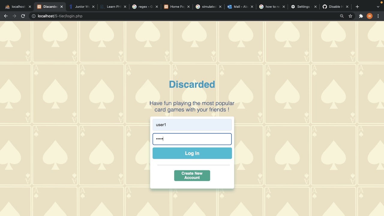 login/registration prototype