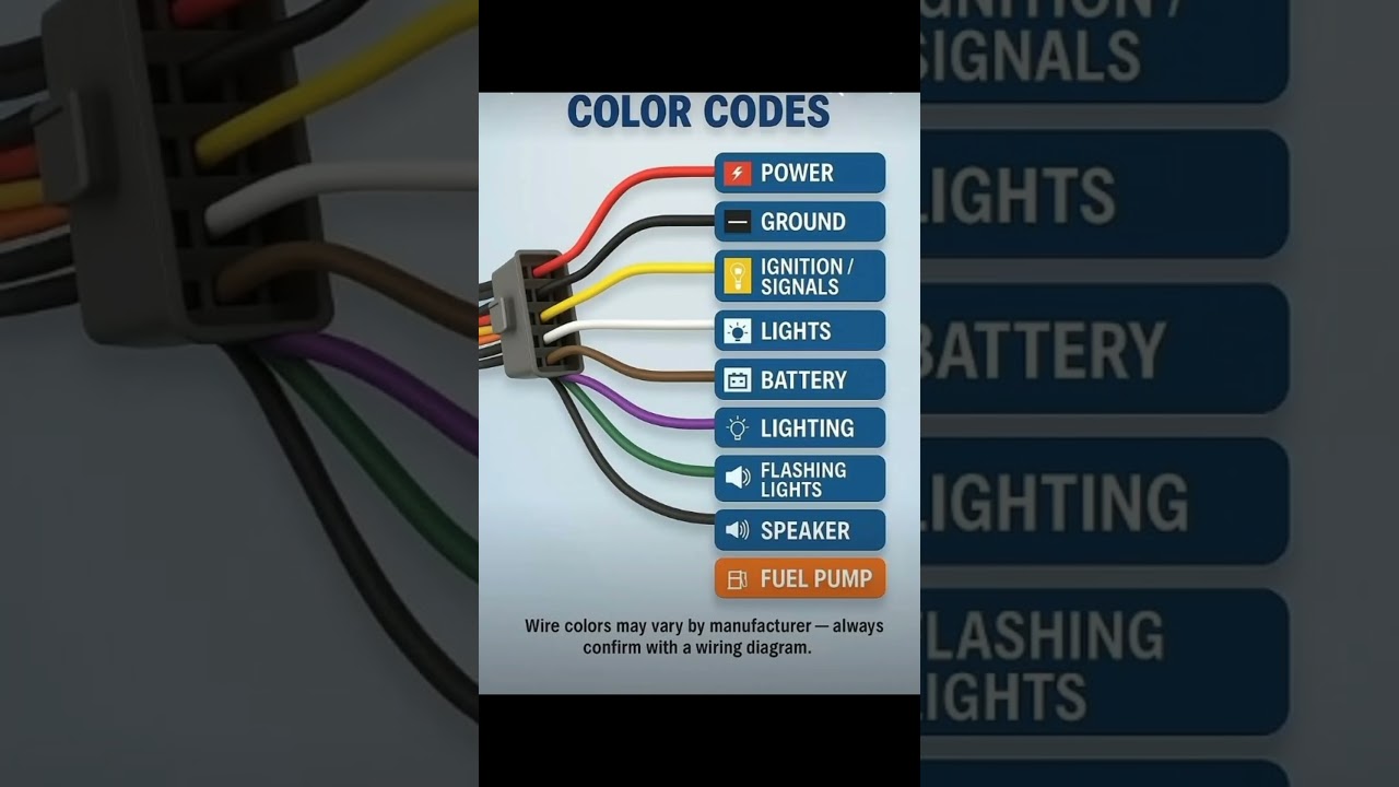 Car Wiring Color Codes in 1 Minute! ⚡ | Learn Basic Car Wiring | #Shorts​
