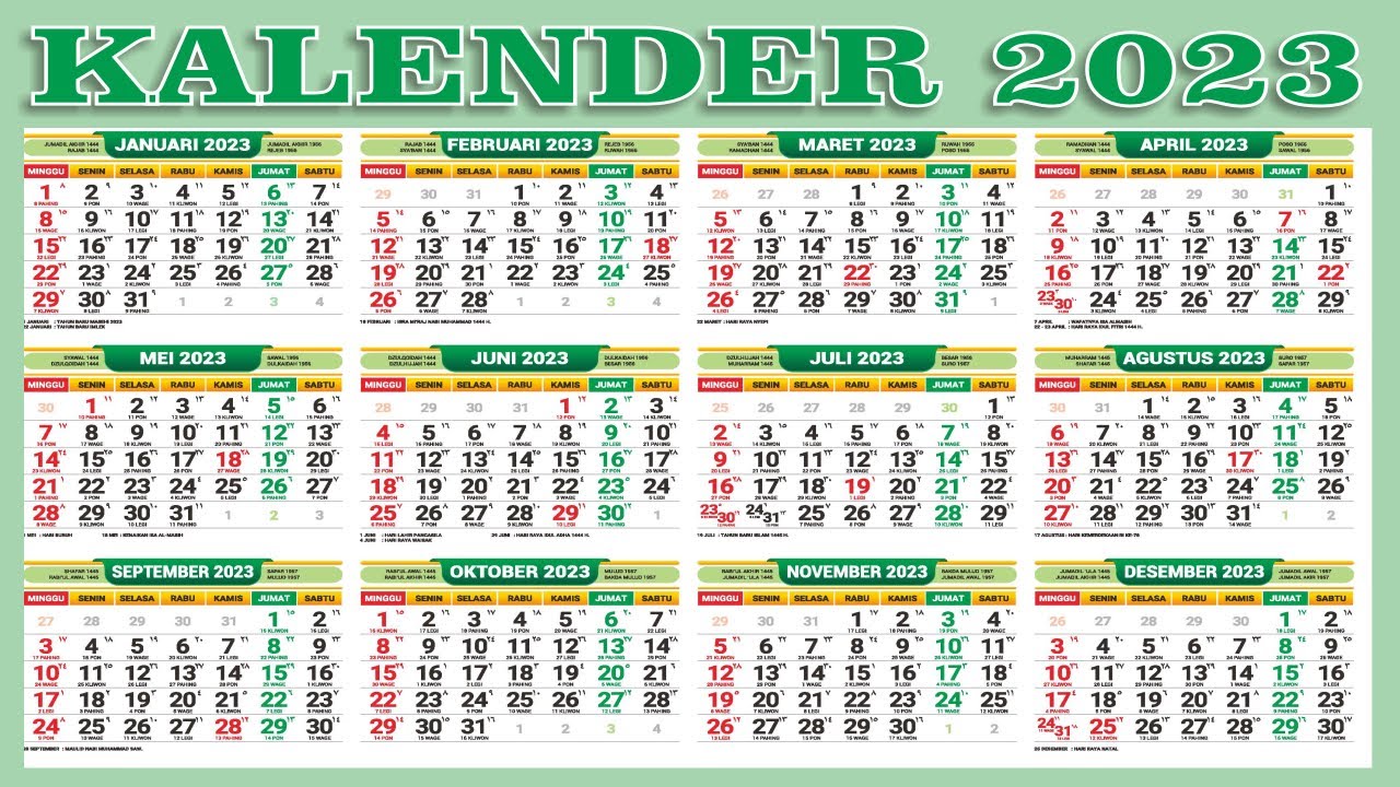 Calendar 2023 Indonesia Version with Public Holiday