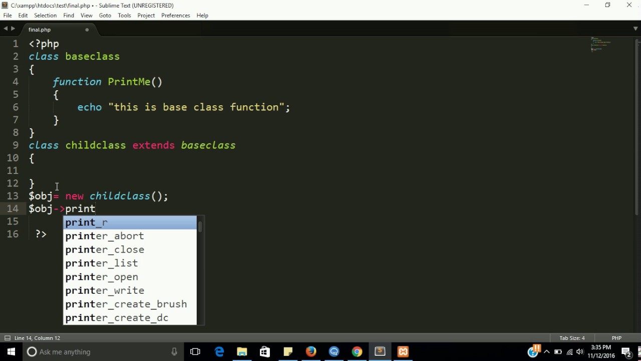 final keyword in php | Learn php step by step