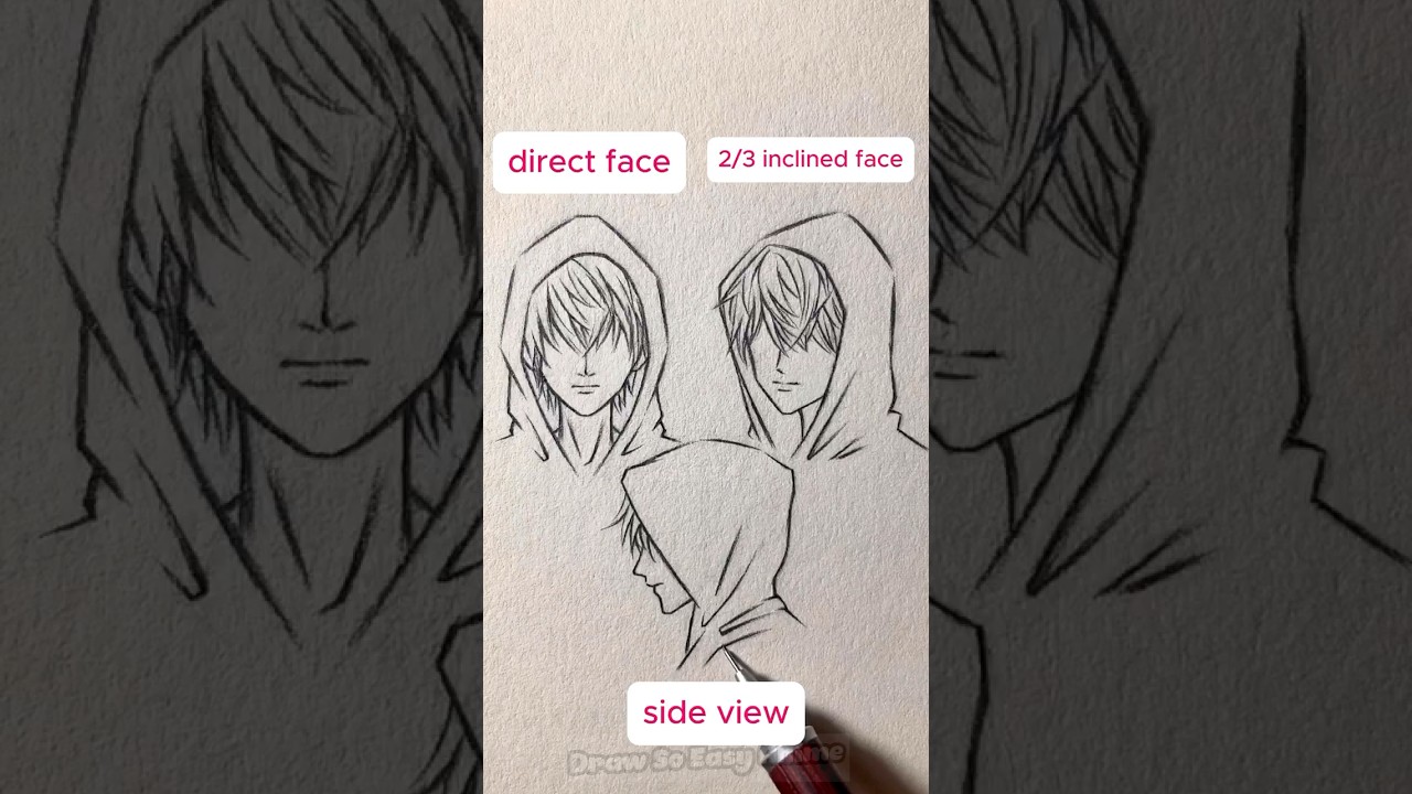 3 ways to draw anime guy wearing hoodie #howtodraw #tutorialdrawing #drawing #drawsoeasyanime