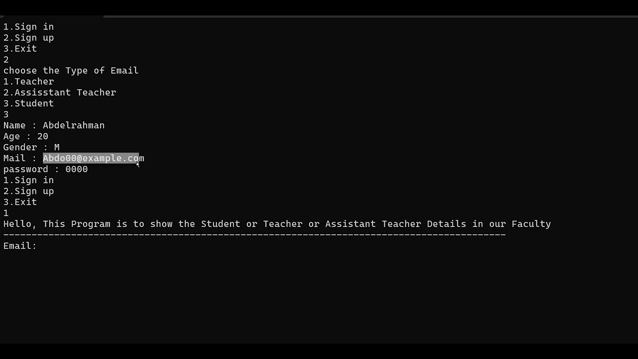 Simulate Login Page using C++ and OOP
