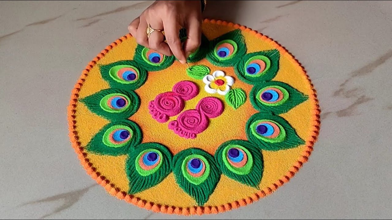 New Easy Color Rangoli Laxmi Pooja Rangoli Muggulu - Blouse Designs