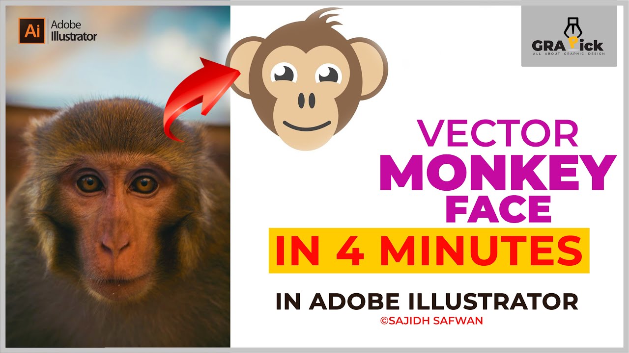 HOW TO CREATE VECTOR MONKEY FACE | GRAPick