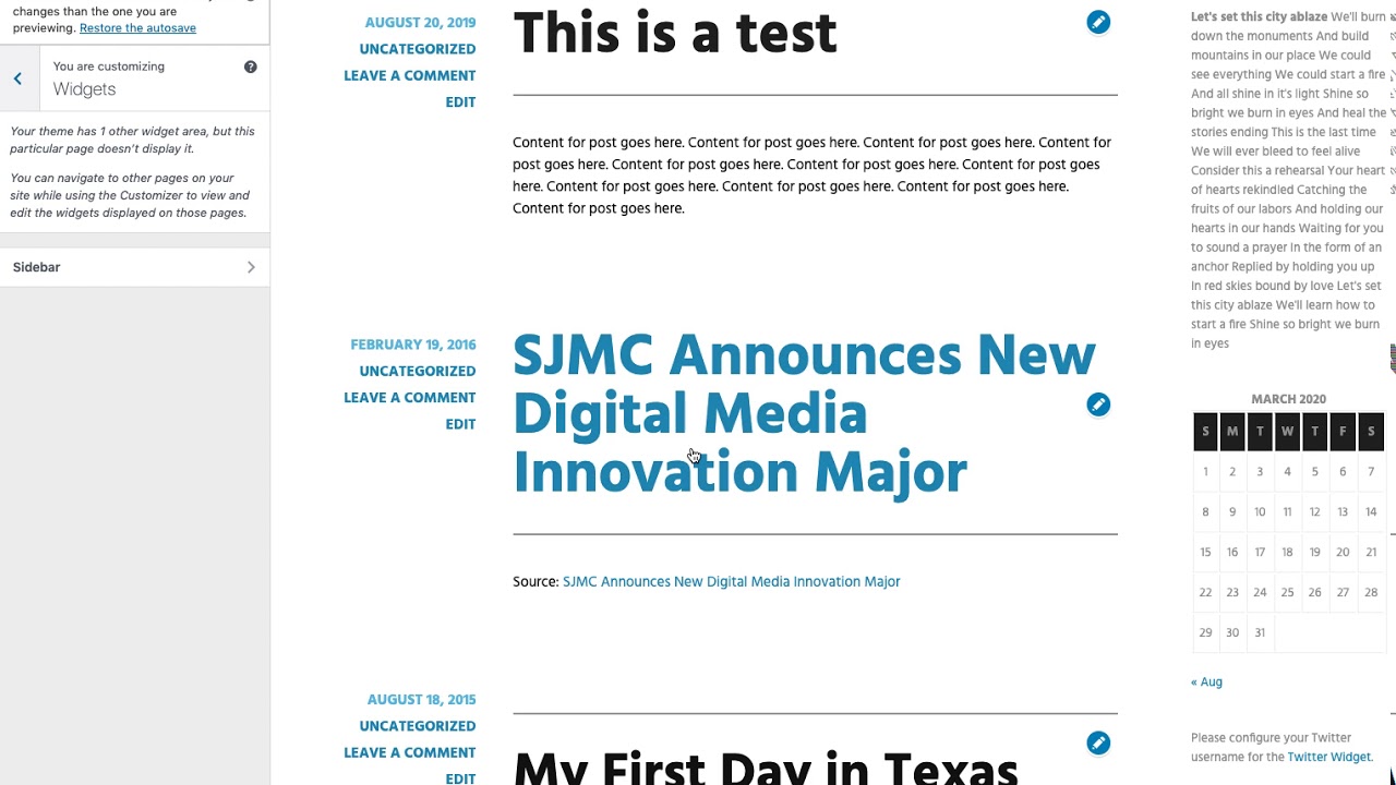 Adding Text Widget to WordPress