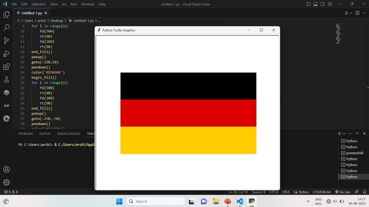 how to make Germany flag by using python