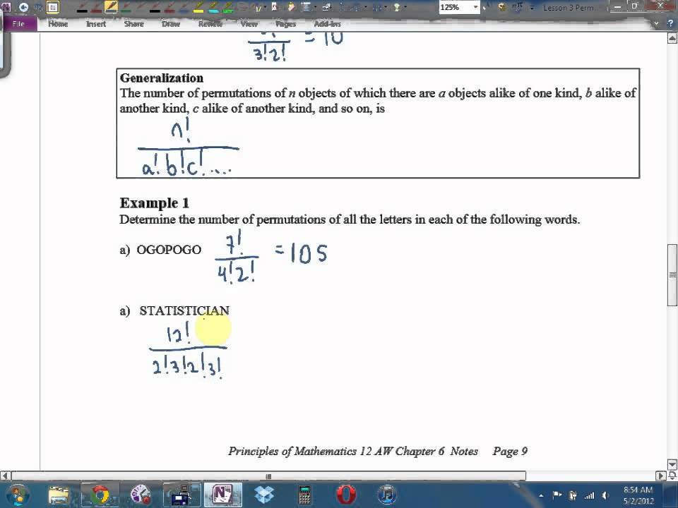 Math 12 U5L3 Permutations With Repetitions