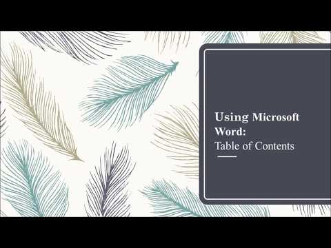 Formatting: Table of Contents in Word