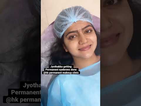 #Jyotakka getting Permanent eyebrows done at #hk #permanentmakeup #harshithakarthik #trendingshorts