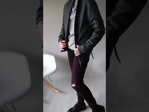Gray + Purple Color Combo Outfit | Bomber Jacket