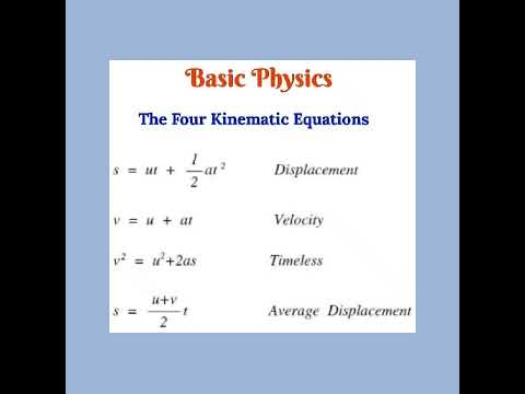 # famous 4 equations # kinematics equations # physics # motion # distance # velocity # displacement
