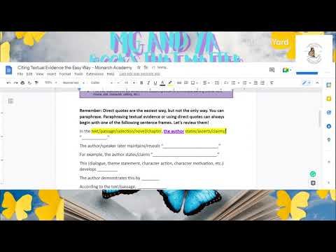 Citing Textual Evidence the Easy Way with Sentence Frames - ELA, Reading, Writing - Monarch Academy