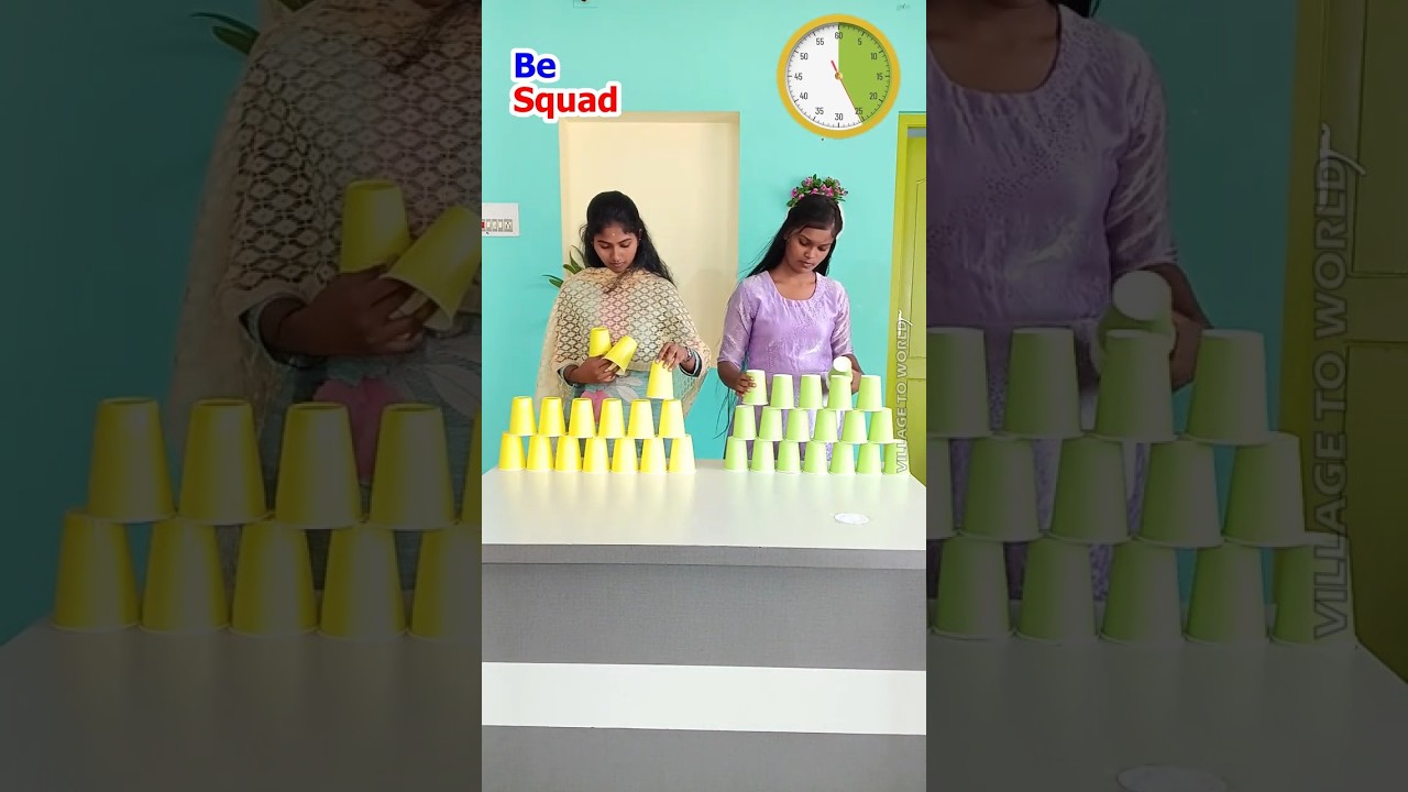 🎯 Cup Pyramid Challenge 🌈 – Can You Beat This Speed? #shorts #game #challenge