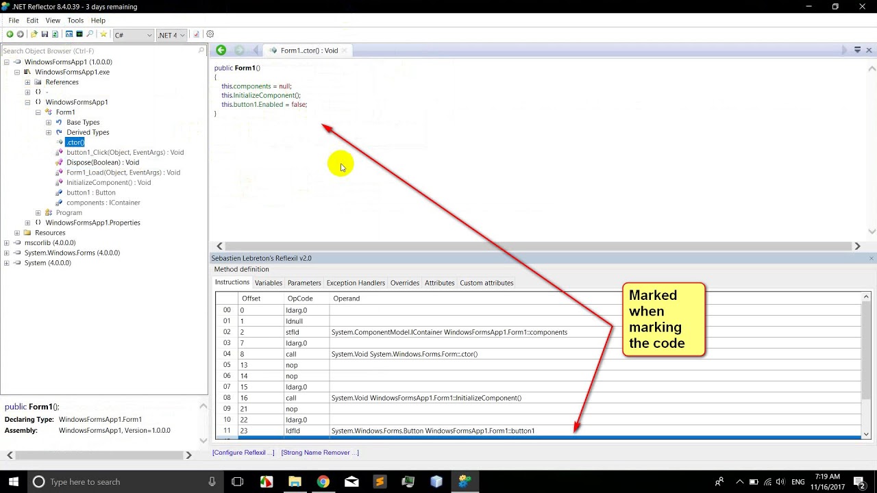 .net reverse engineering, Enable button
