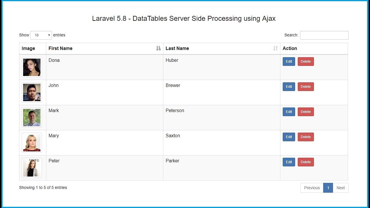 Laravel 5.8 - DataTables Server-side Processing