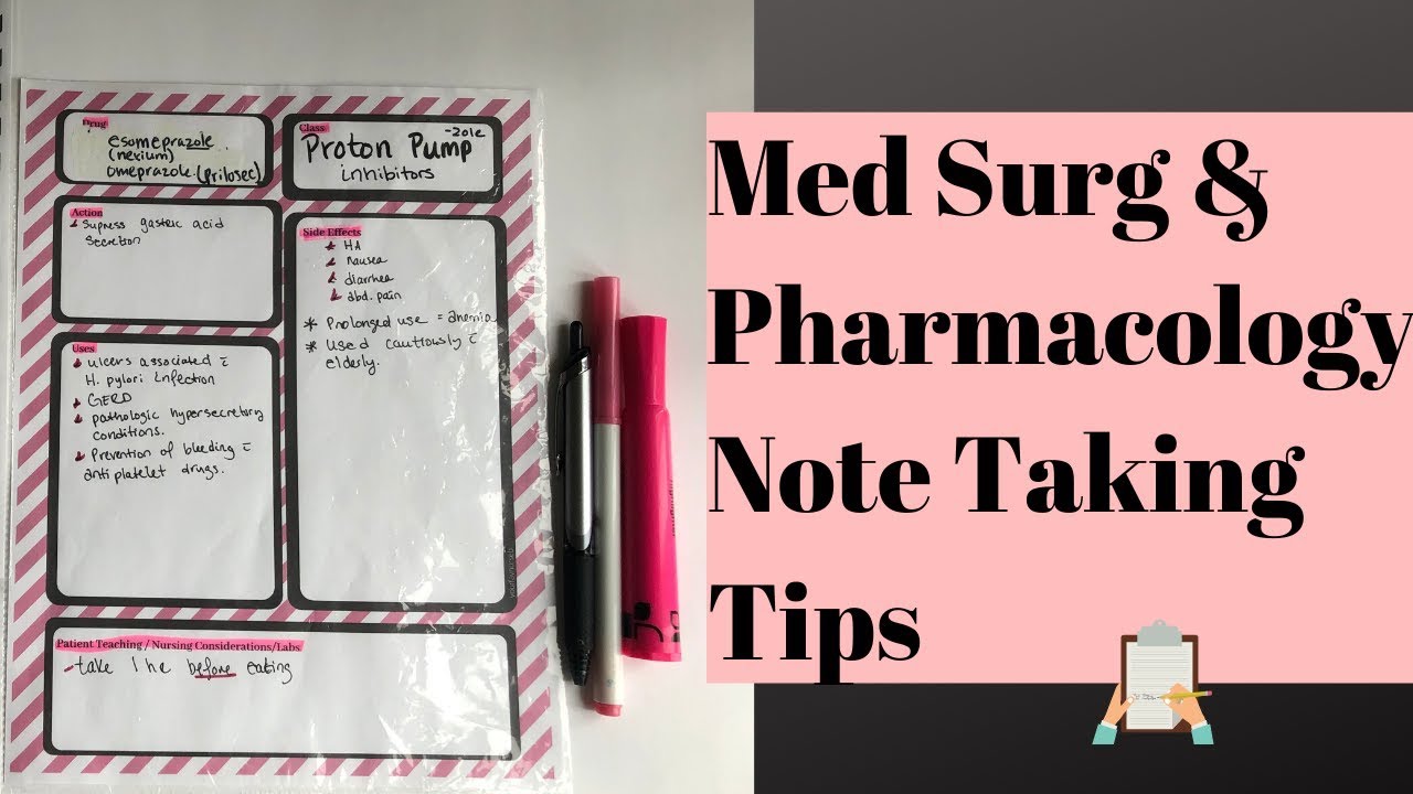 Med Surg & Pharmacology Note Taking Tips