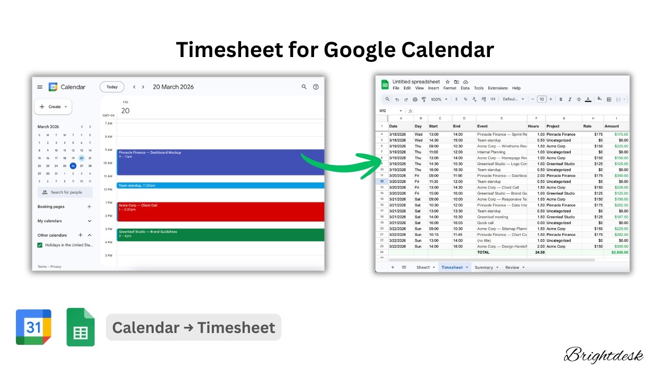 Timesheet for Google Calendar - How to Create a Timesheet from Google Calendar (2026)