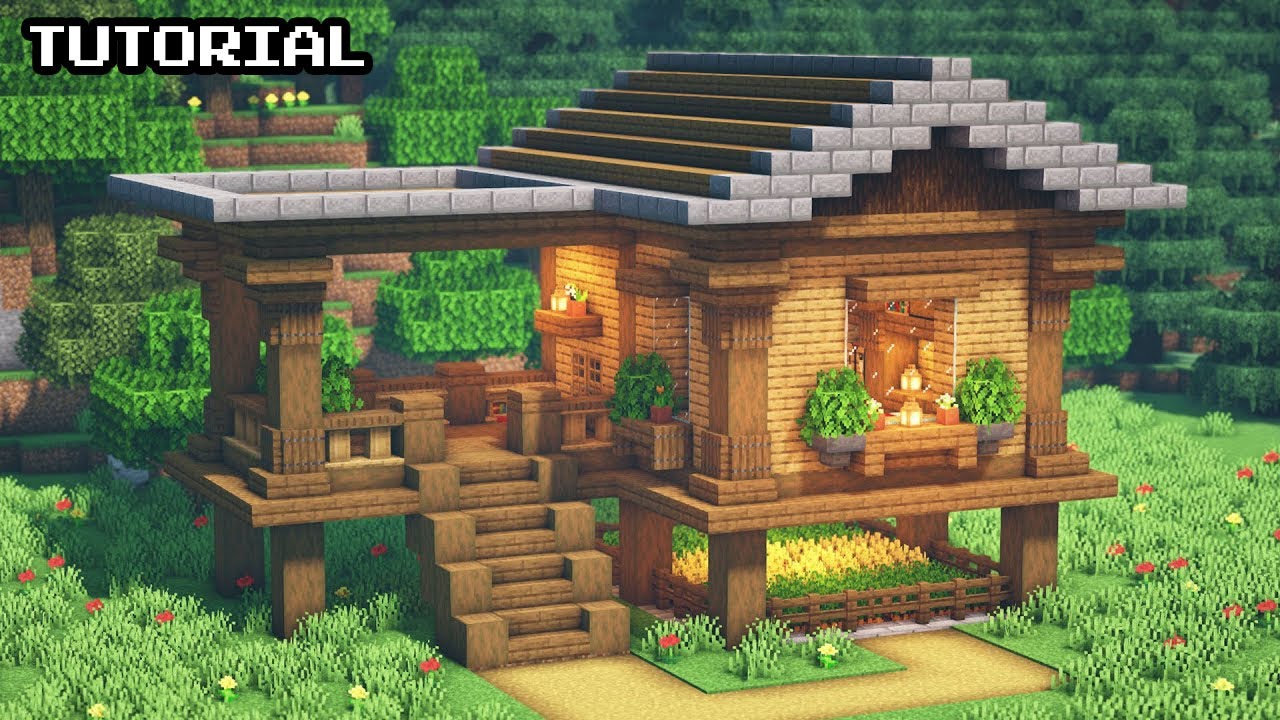 Minecraft : How to build a Small Survival Farm Wooden House Tutorial 🥥 ...