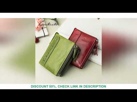 CONTACT'S Genuine Leather Fashion Purses for Woman Bifold Short Purses Credit Card Holder Wallets Le