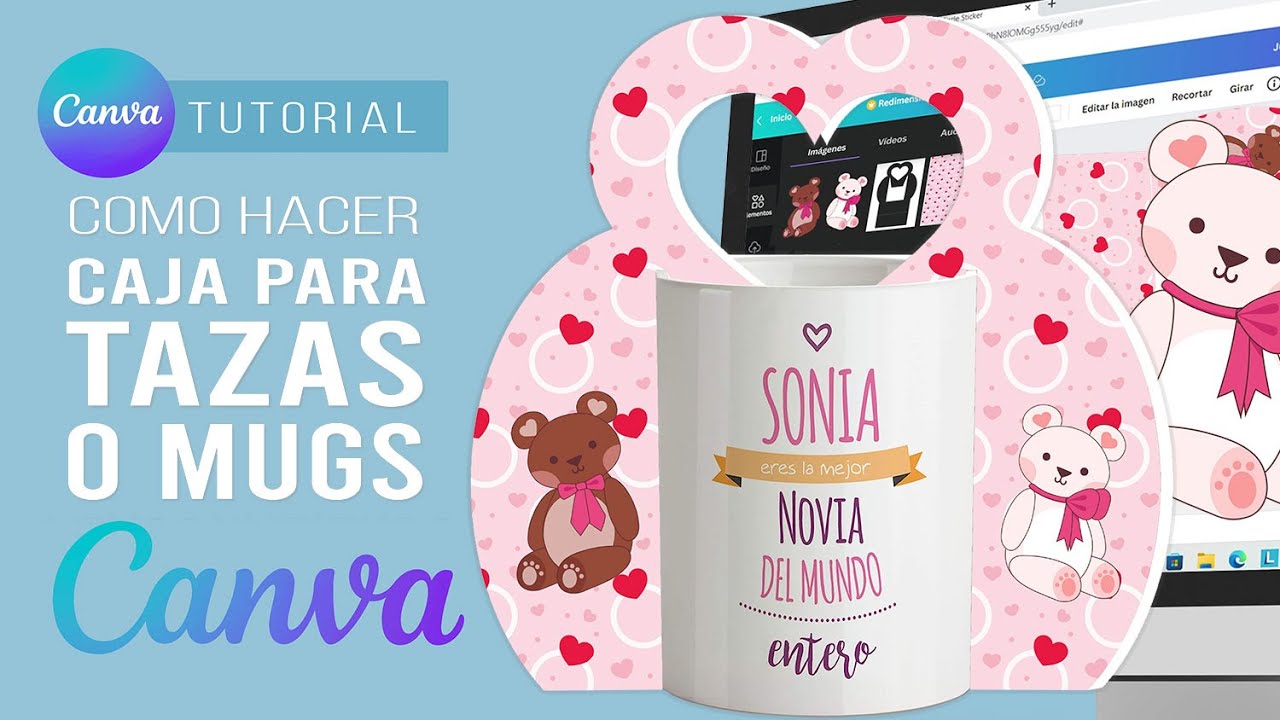 How to make a BOX FOR CUSTOM MUGS or MUGS step by step very easy with CANVA 🎁 FREE MOLD