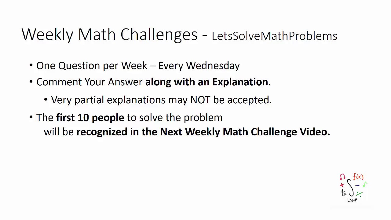 Weekly Math Challenge 27 (January 31, 2018)