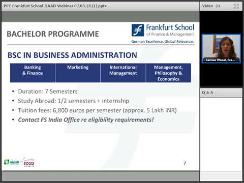 Webinar Series 2018- Study in Germany (Frankfurt School of Finance and Management)