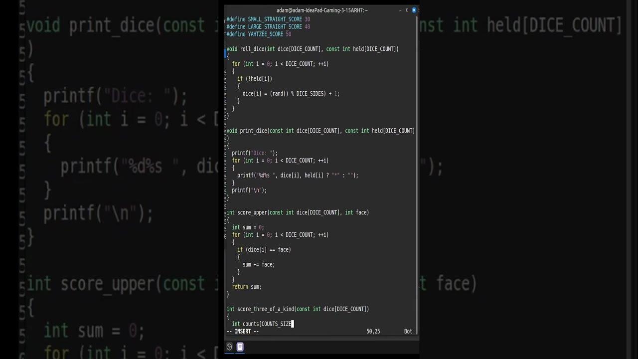 Build C Yahtzee in 60 Seconds