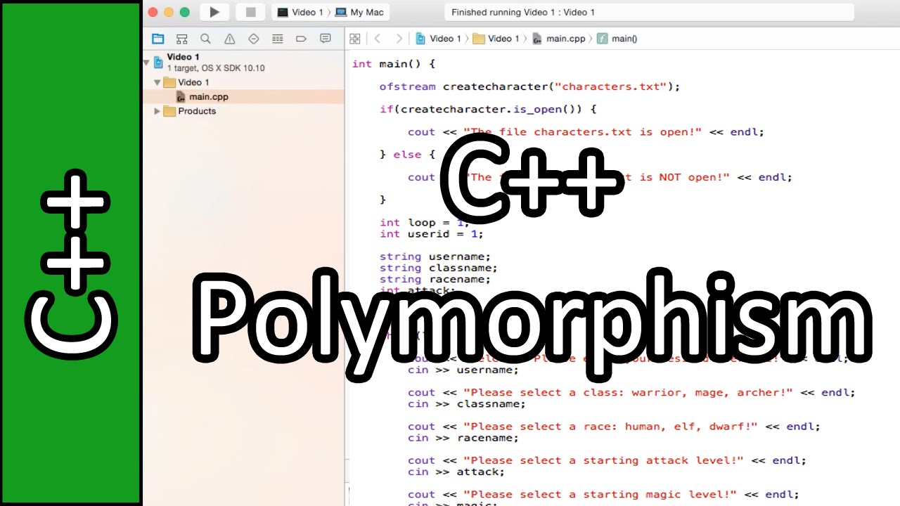 Polymorphism - C++ Programming Tutorial #43 (PC / Mac 2015)