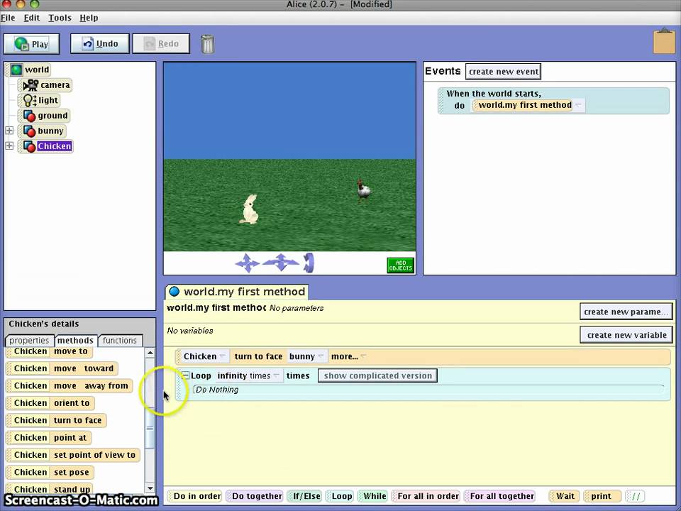 Programming with Alice - Loops and IF/ELSE