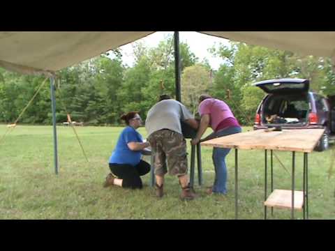 Watch as a pre-1840 primitive campsite is set up; condensed to 2 minutes