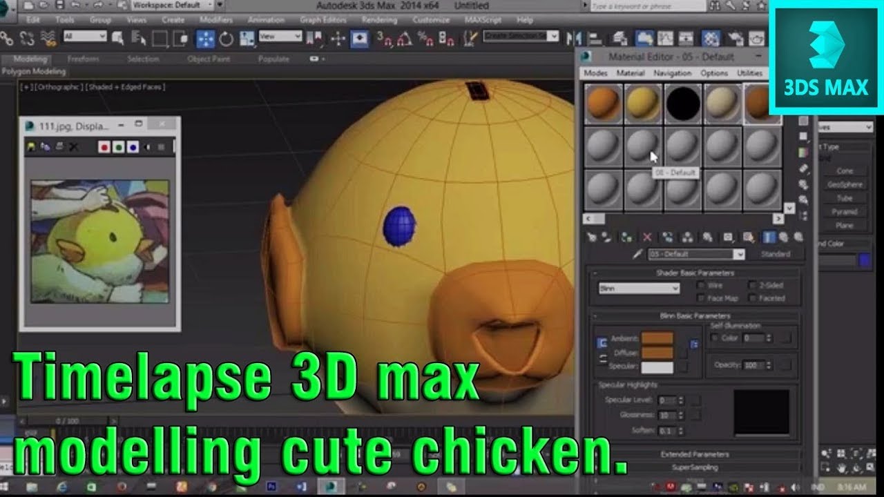 Timelapse 3D max modelling cute chicken