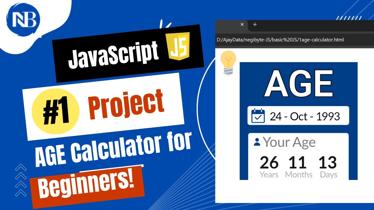Your First JavaScript Project! Make an Age Calculator | Beginner Tutorial #javascript #coding