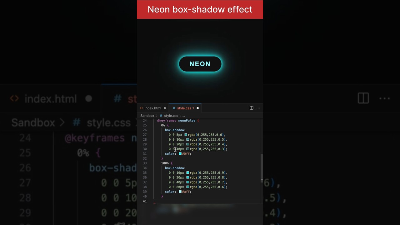 CTA neon box shadow effect | HTML CSS