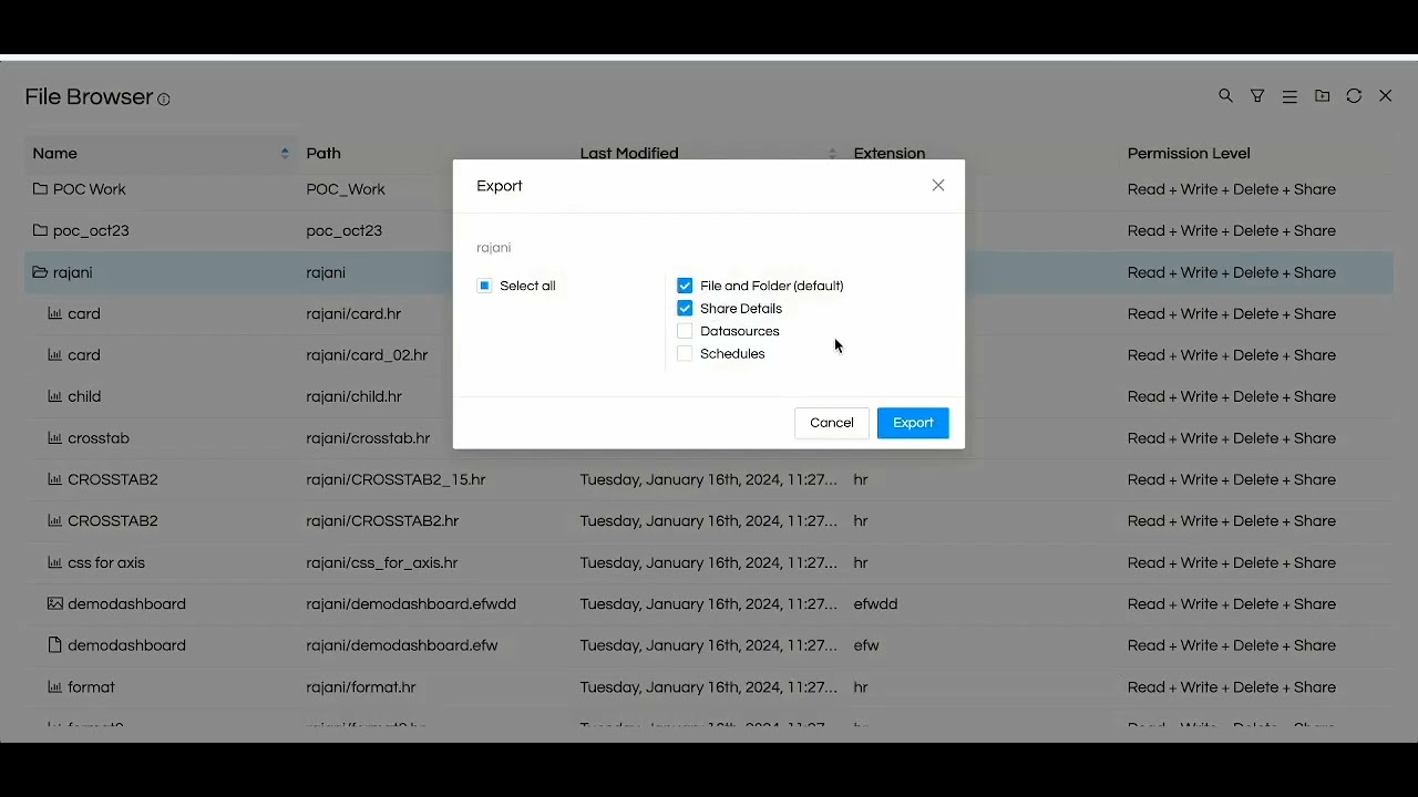 Import Export Functionality of Helical Insight version 5.1