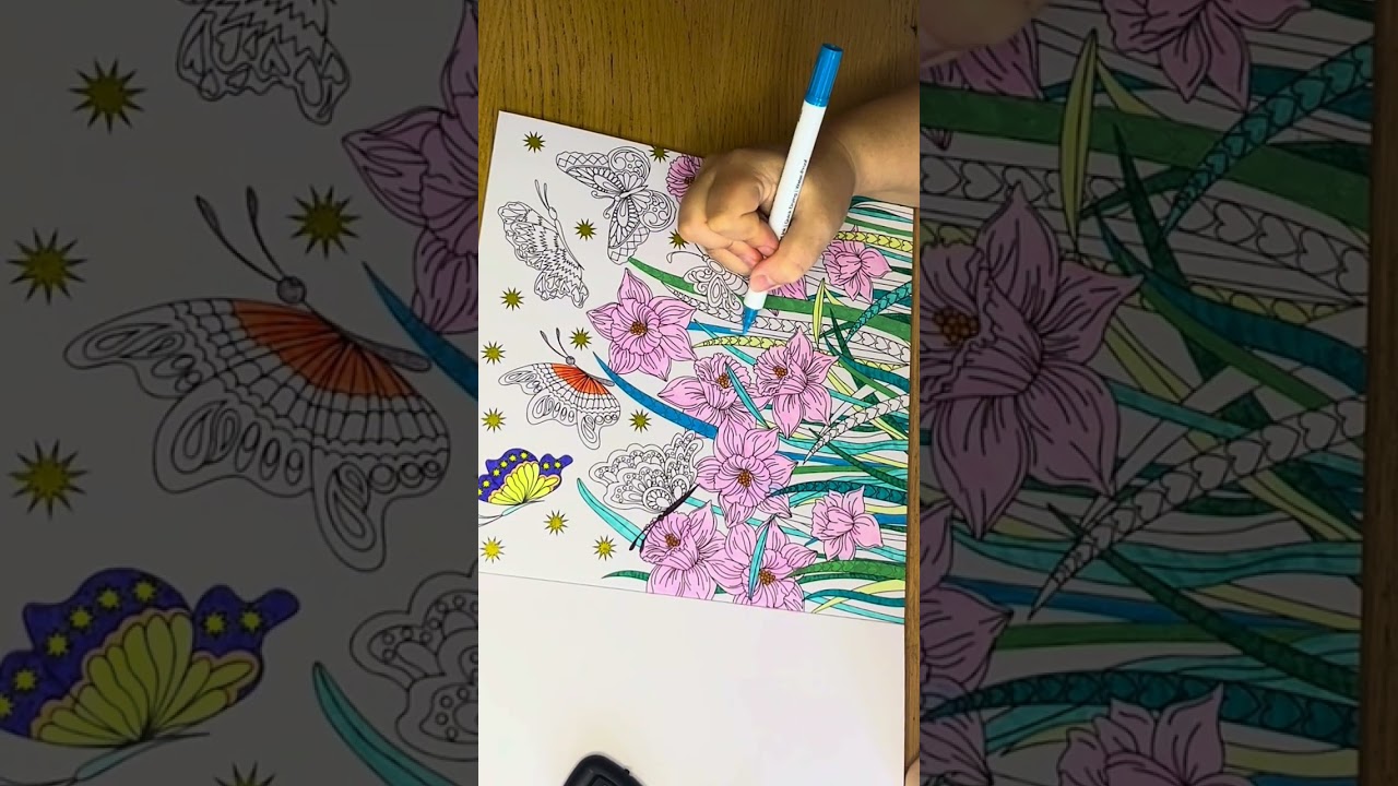     Coloring a Butterfly with Bright Flowers 🌼 Relaxing Coloring for Everyone