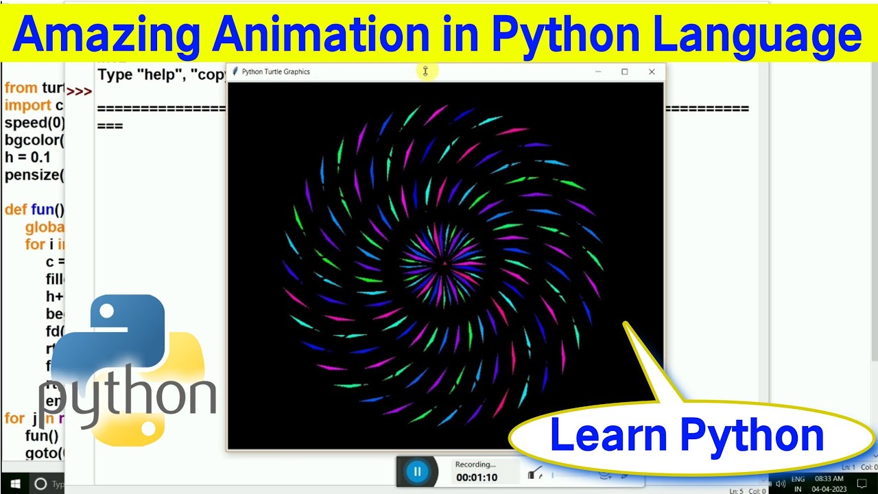 Amazing animation in python | Light Animation in Python Language | Circle animation in python