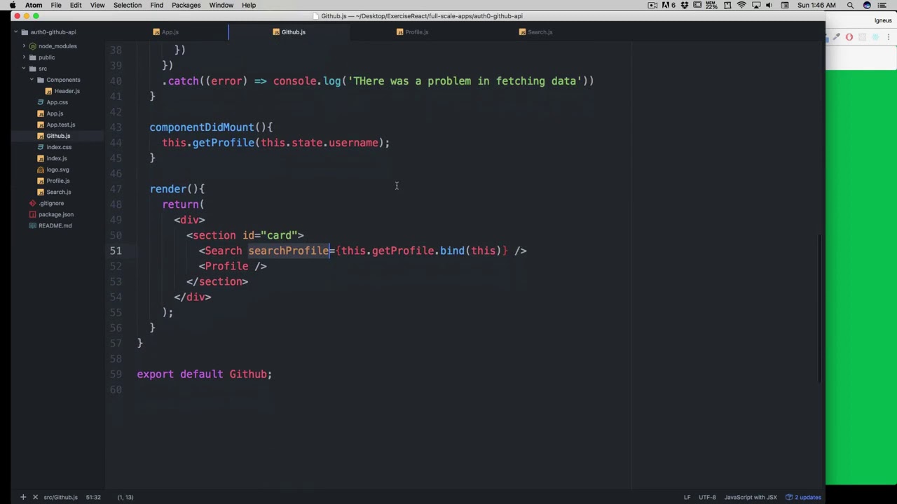 Handling search from GitHub Reactjs with ES6 #52